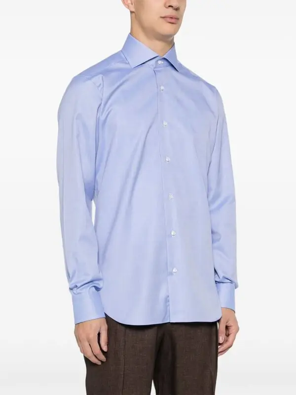 BARBA NAPOLI Cutaway Collar Cotton Shirt