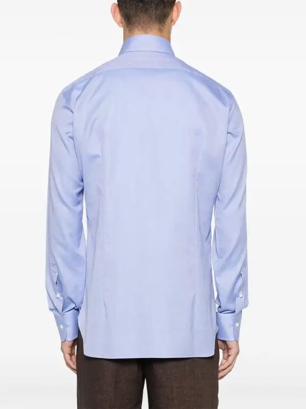 BARBA NAPOLI Cutaway Collar Cotton Shirt