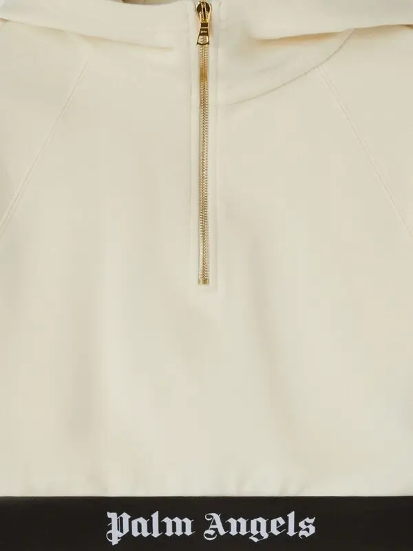 Palm Angels Logo-tape Cropped Hoodie - Neutrals
