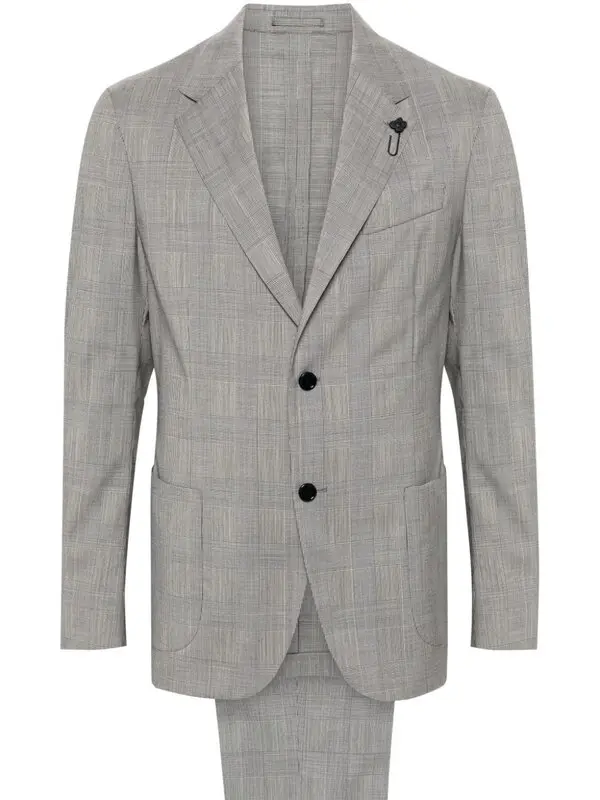 LARDINI Prince-of-wales-check Wool Suit