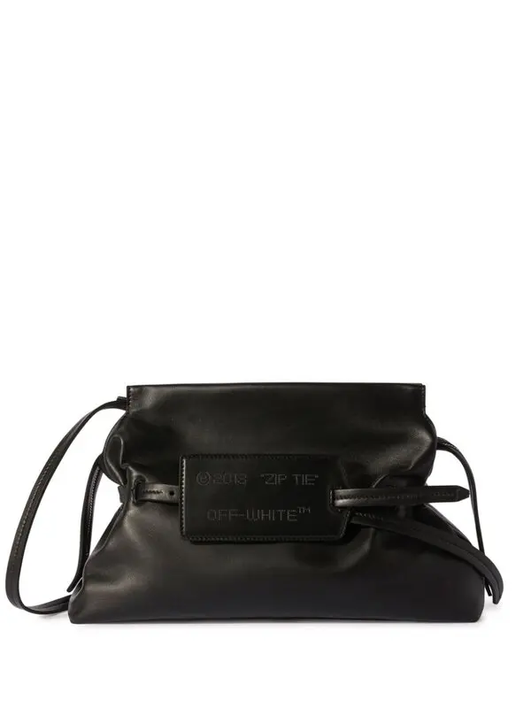 Off-White Zip Tie Leather Clutch - Black