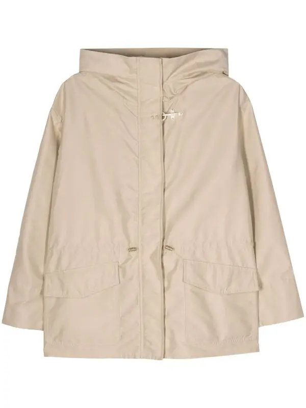 FAY Hook-detail Poplin Parka - Neutrals