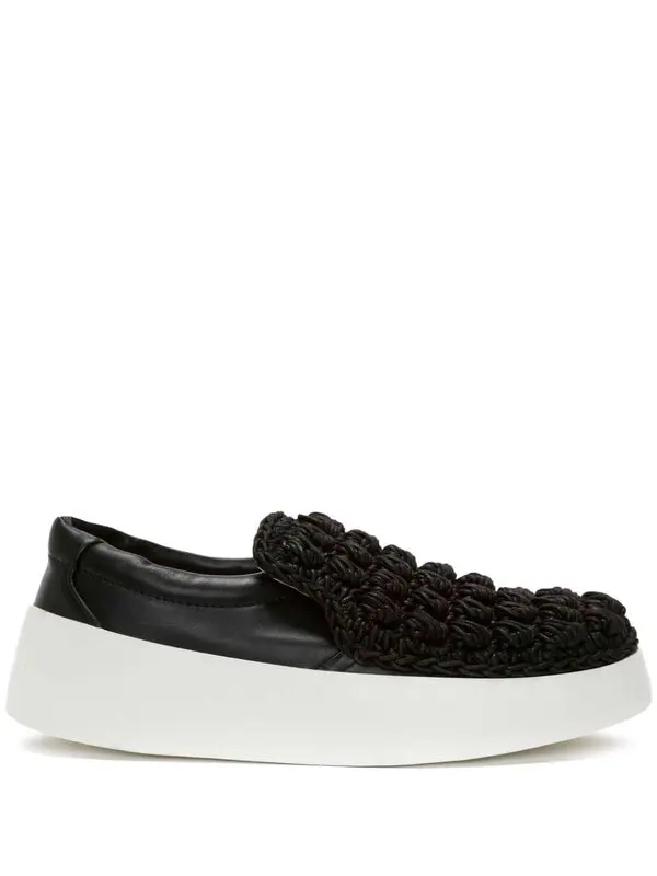 JW Anderson Popcorn Knit Leather Sneakers