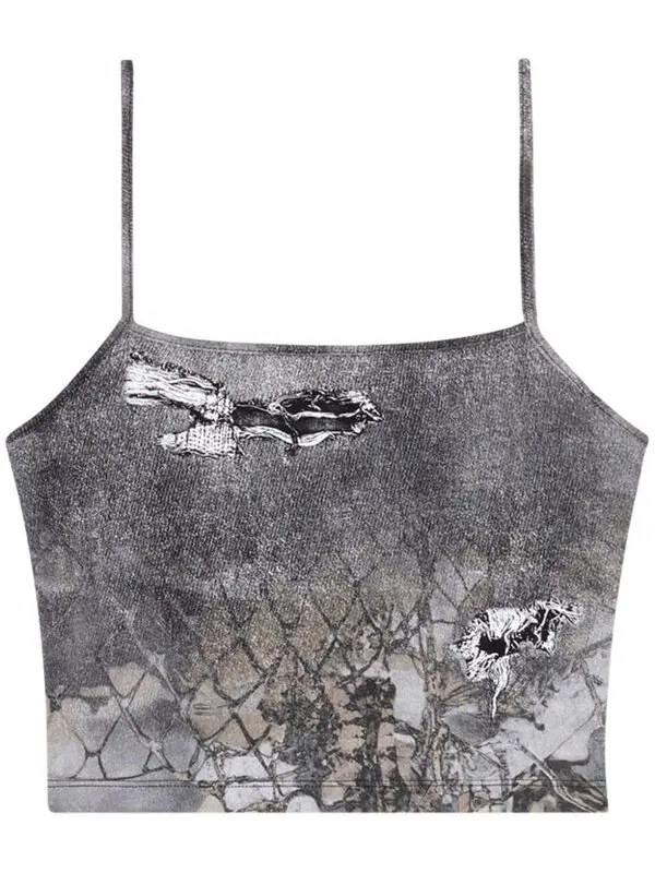 DIESEL® T-halsy Crop Top - Grey