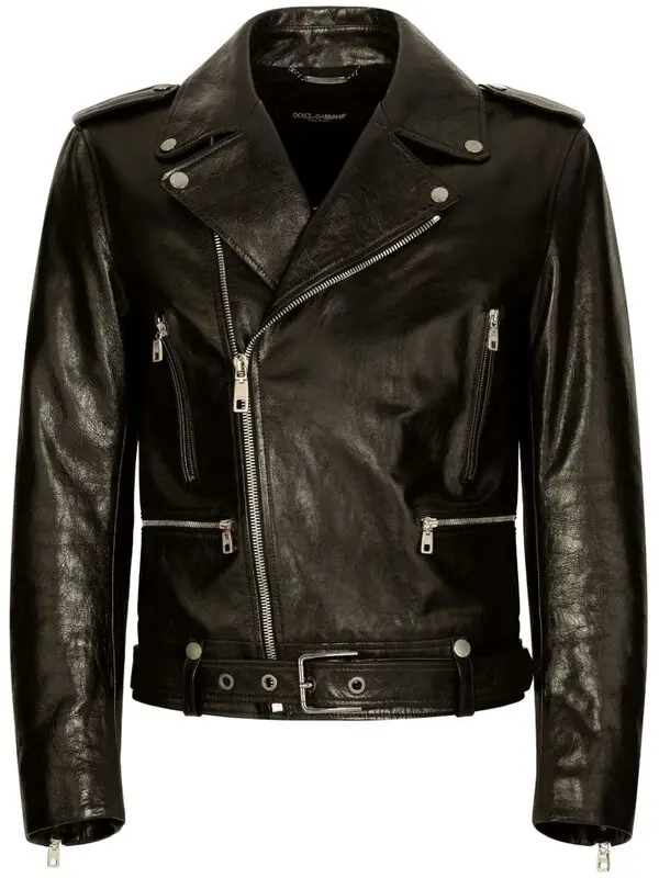 Dolce & Gabbana Grained Leather Biker Jacket