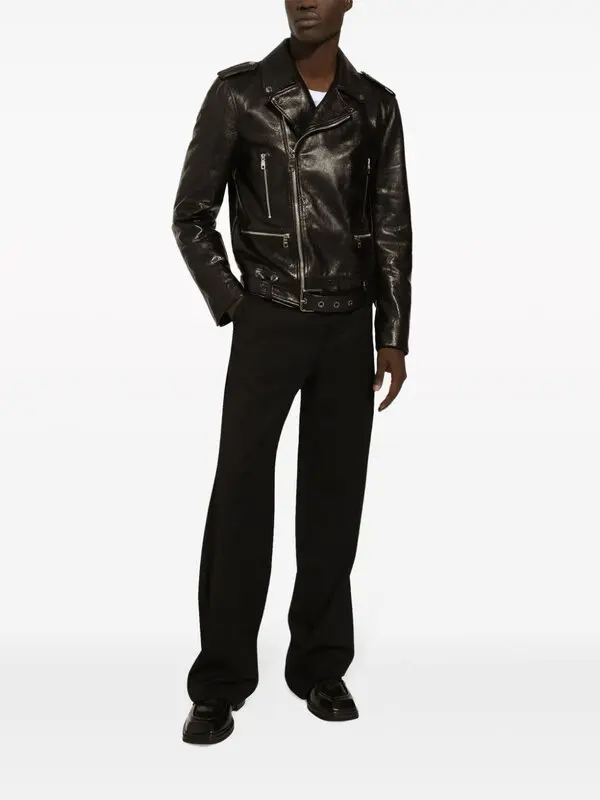 Dolce & Gabbana Grained Leather Biker Jacket