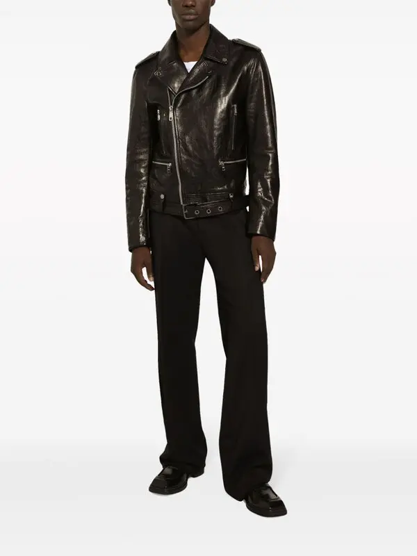 Dolce & Gabbana Grained Leather Biker Jacket
