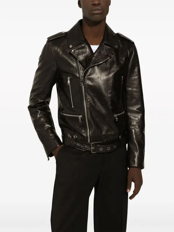 Dolce & Gabbana Grained Leather Biker Jacket