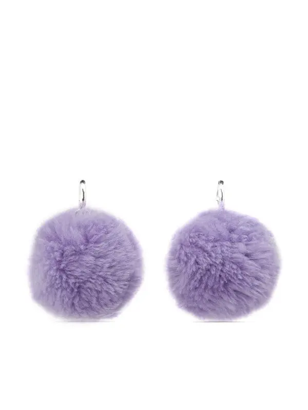 Marni Pom-pom Drop Earrings - Purple