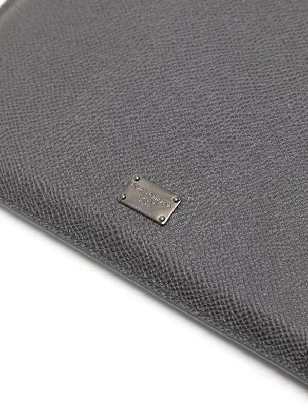 Dolce & Gabbana Logo-plaque Leather Tablet Case - Grey