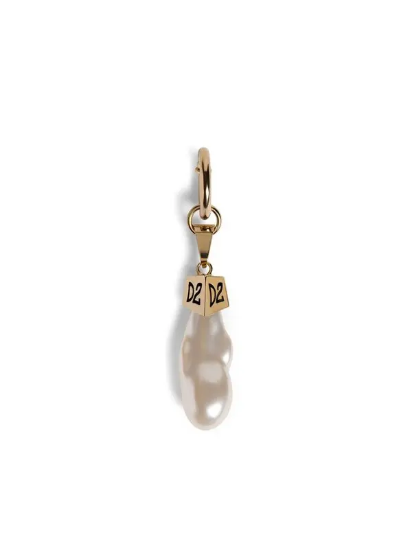 Dsquared2 Logo-engraved Pearl Drop Earring - Gold
