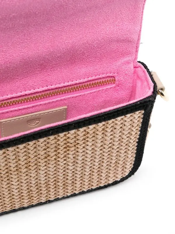 CHIARA FERRAGNI Eyelike Raffia Crossbody Bag