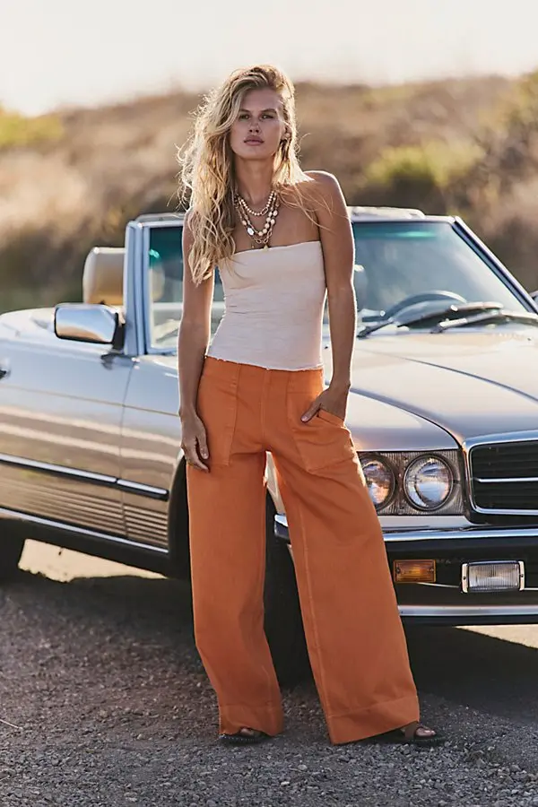 Free People We The Free Breezy Denim Pull-on Jeans - Red Mango