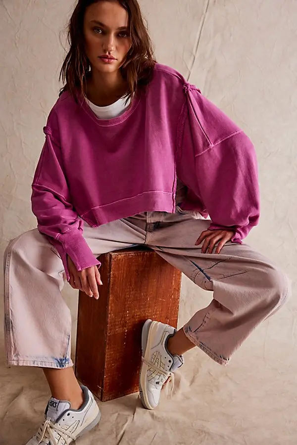 Free People We The Free Camden Cropped Sweatshirt - Island Flower