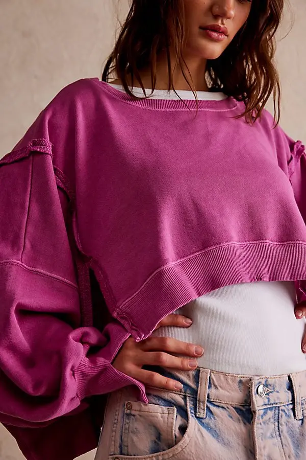 Free People We The Free Camden Cropped Sweatshirt - Island Flower