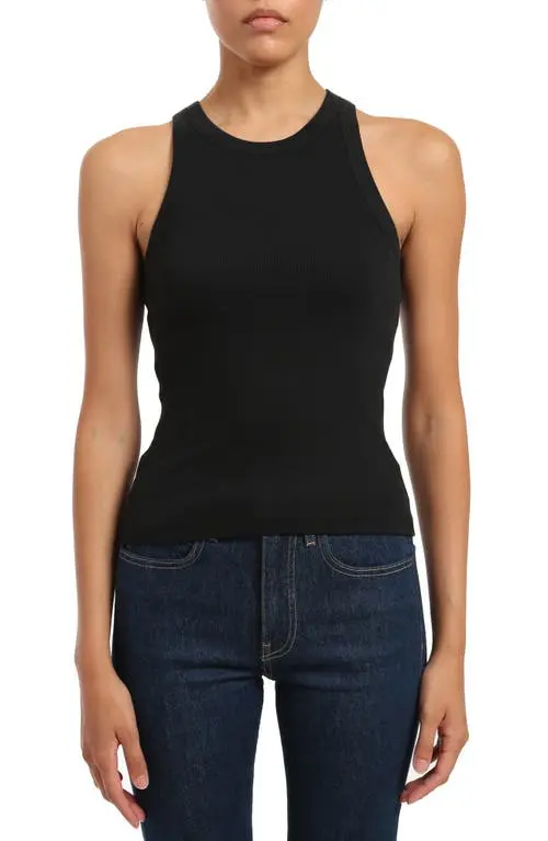 MAVI Ribbed Stretch Cotton Tank - Black