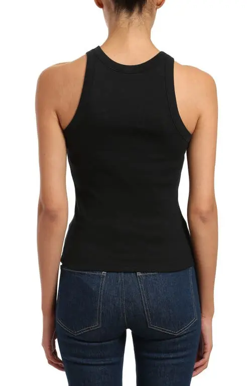 MAVI Ribbed Stretch Cotton Tank - Black