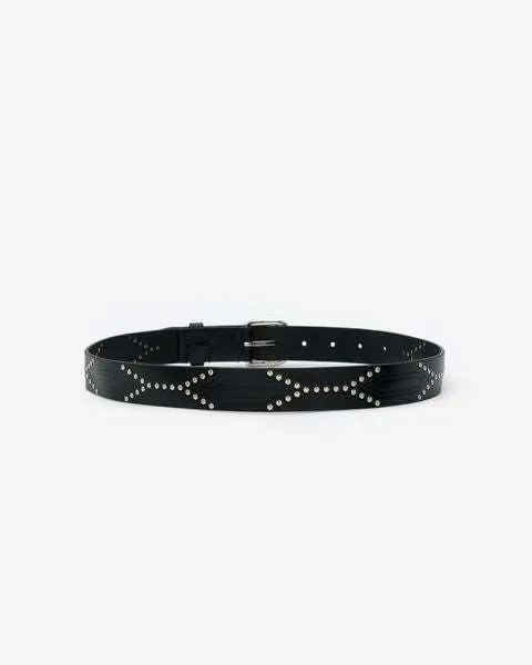 Isabel Marant Telly Leather Belt - Black/silver