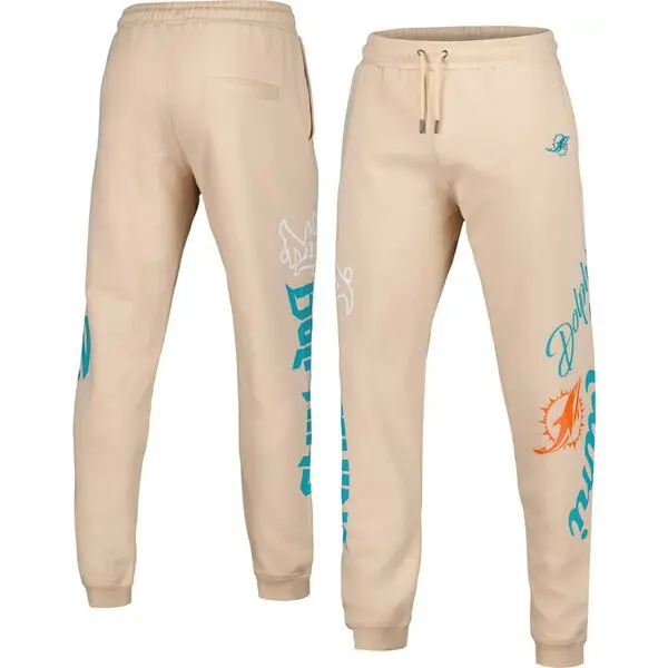 THE WILD COLLECTIVE Miami Dolphins Graphic Jogger Pants - Cream