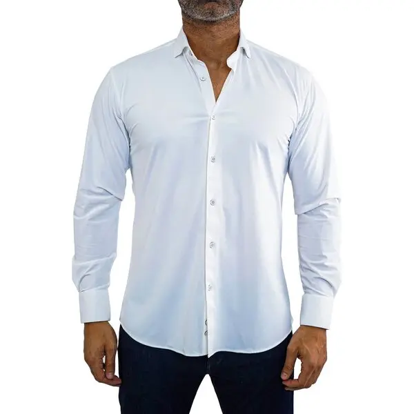 MACEOO Einstein Contemporary Fit Stretch Button-up Shirt - White