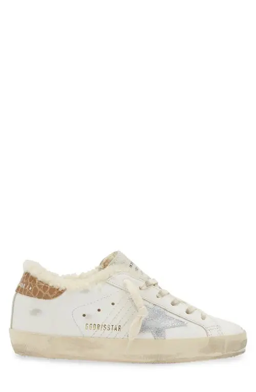 GOLDEN GOOSE Super-star Shearling-lined Sneakers - White/silver