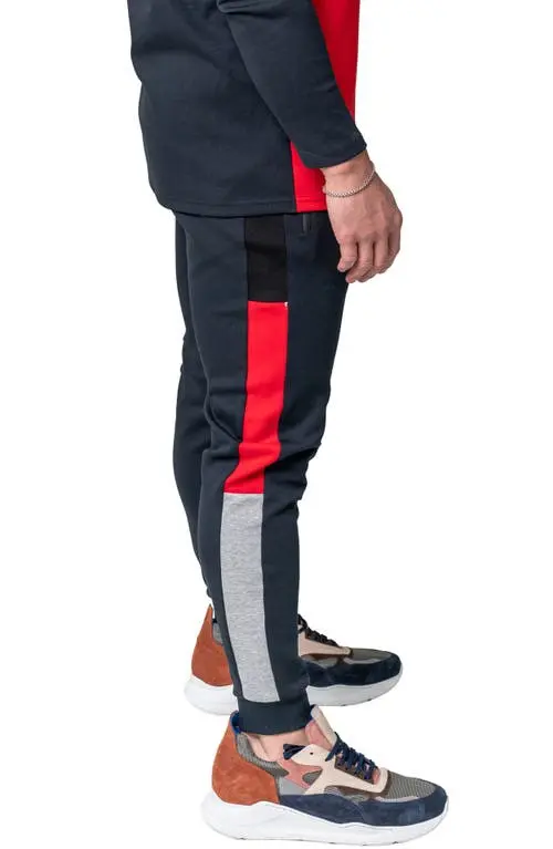MACEOO Colorblock Fleece Joggers - Blue