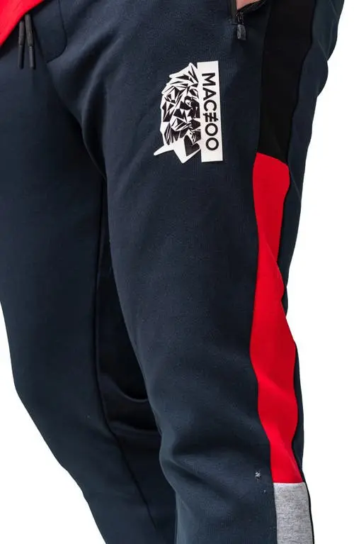 MACEOO Colorblock Fleece Joggers - Blue