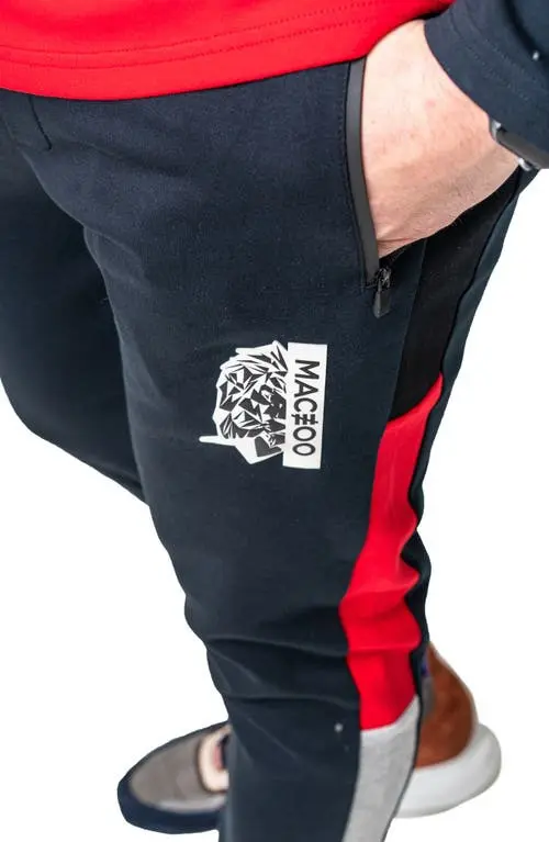 MACEOO Colorblock Fleece Joggers - Blue