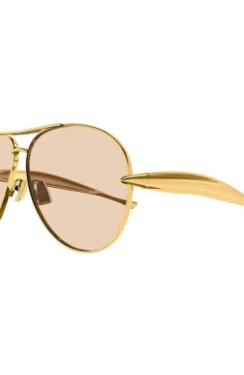 Bottega Veneta 64mm Oversize Pilot Sunglasses - Gold