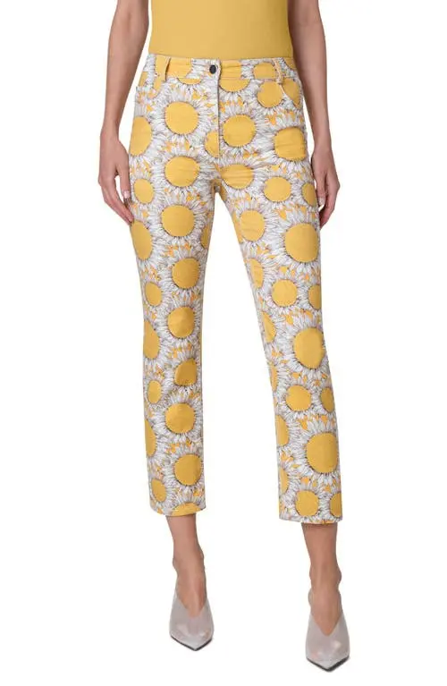 Akris Maru Sunflower Print Ankle Jeans