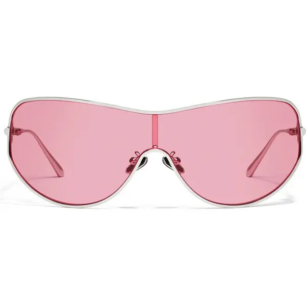 Quay Australia Silver Mirrored Shield Sunglasses with Rose Gold Accents Quay Australia Sunglasses Mirror Chrome Silver Statement  main image 2