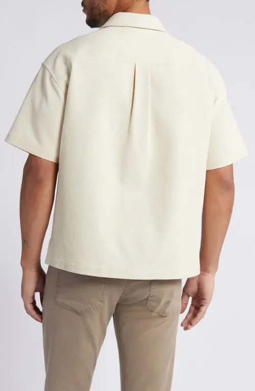 FRAME Textured Short Sleeve Button-up Shirt - Beige
