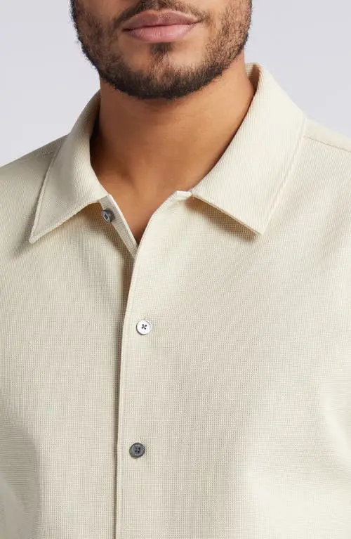 FRAME Textured Short Sleeve Button-up Shirt - Beige