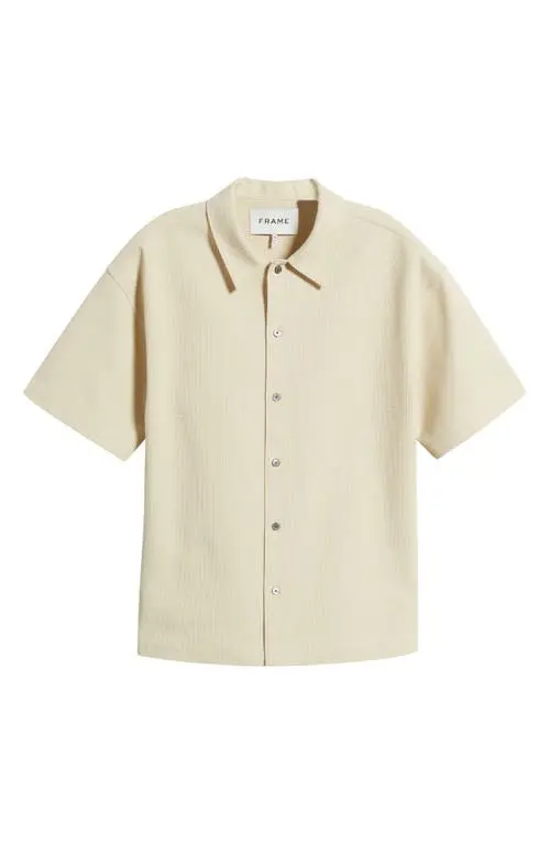 FRAME Textured Short Sleeve Button-up Shirt - Beige