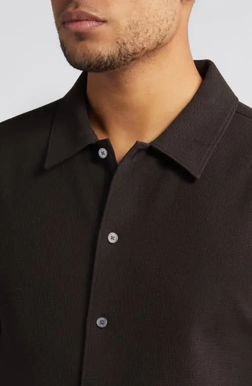 FRAME Textured Short Sleeve Button-up Shirt - Black