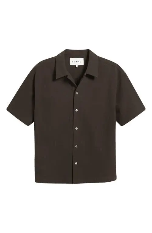 FRAME Textured Short Sleeve Button-up Shirt - Black