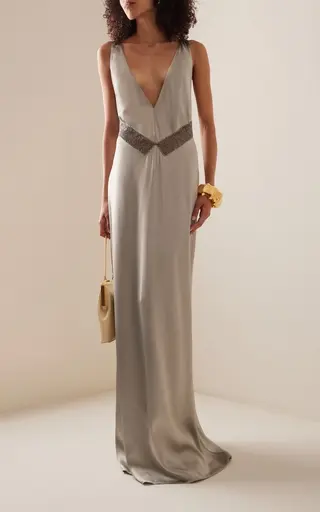 bevza satin bustier maxi dress Bevza - Square Bra Dress
