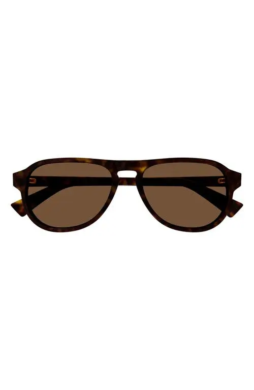 Bottega Veneta 55mm Pilot Sunglasses - Havana
