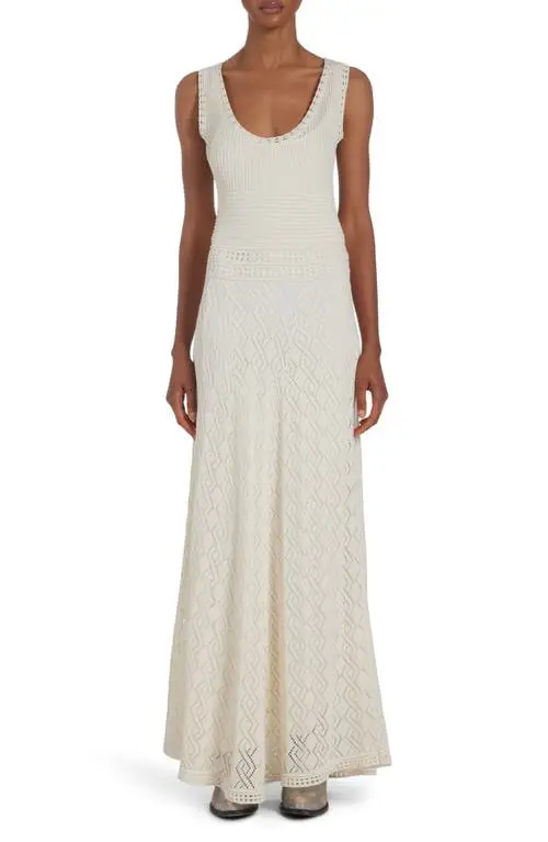 GOLDEN GOOSE Pointelle Maxi Sweater Dress - Ecru