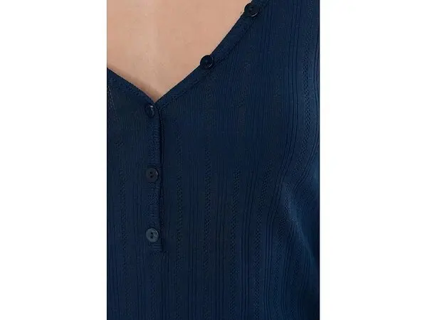 Eberjey Pointelle V-neck Henley Pajama Top