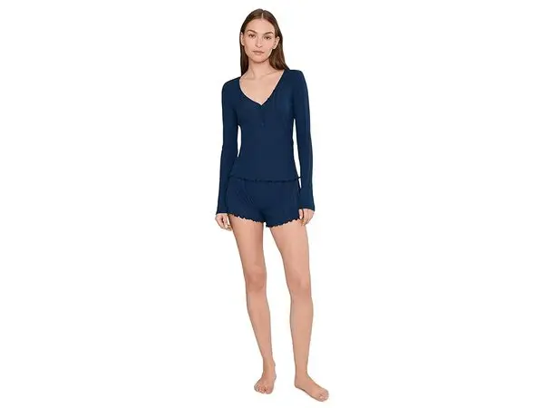 Eberjey Pointelle V-neck Henley Pajama Top