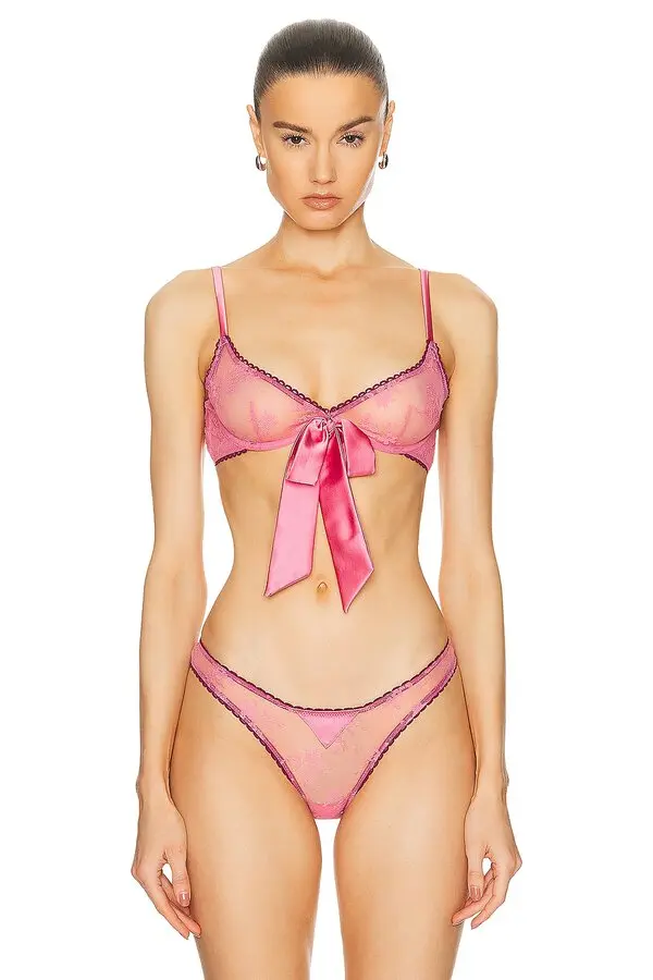 Fleur Du Mal Untie Me Demi Bra In Pink - Pink Cadillac