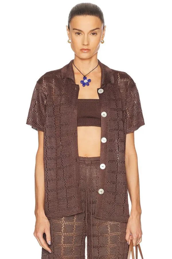 Calle Del Mar Short Sleeve Patchwork Shirt