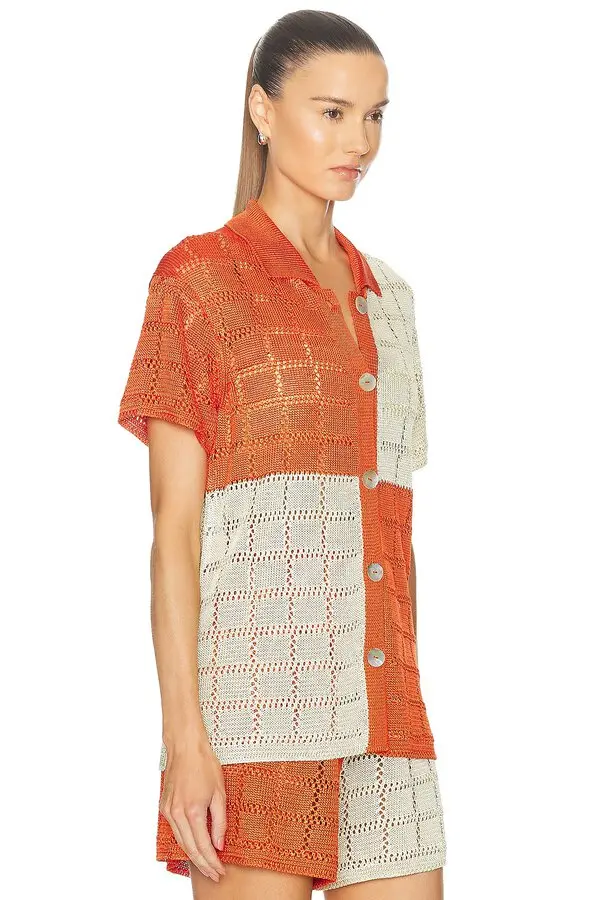 Calle Del Mar Short Sleeve Patchwork Shirt