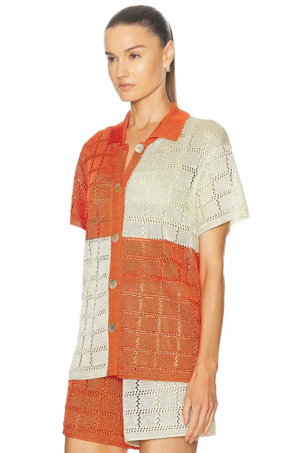 Calle Del Mar Short Sleeve Patchwork Shirt