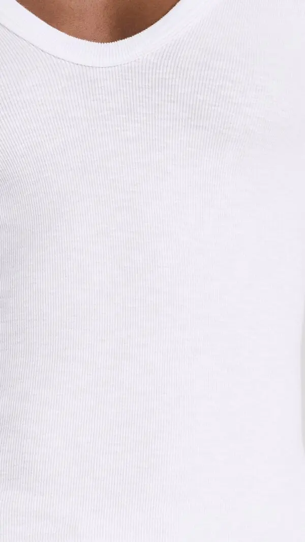 Enza Costa Textured Rib U Tee - White