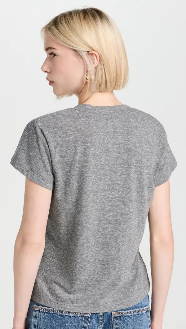 PERFECTWHITETEE Hendrix Cotton Boxy V-neck T-shirt - Heather Grey