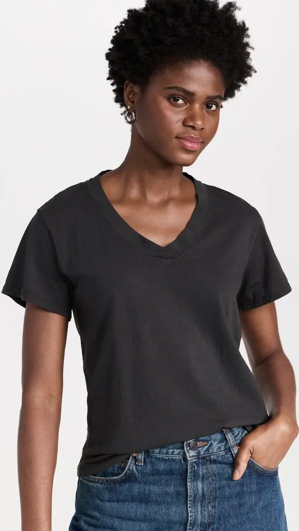 PERFECTWHITETEE Hendrix Cotton Boxy V-neck T-shirt - Vintage Black