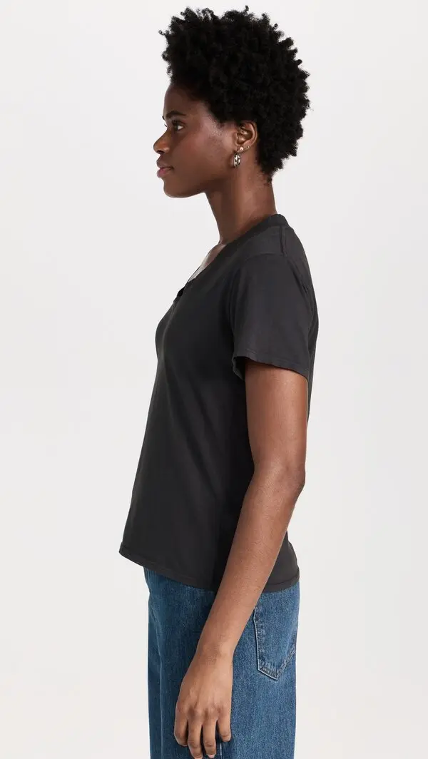 PERFECTWHITETEE Hendrix Cotton Boxy V-neck T-shirt - Vintage Black
