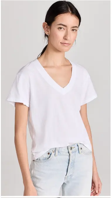 PERFECTWHITETEE Hendrix Cotton Boxy V-neck T-shirt - White